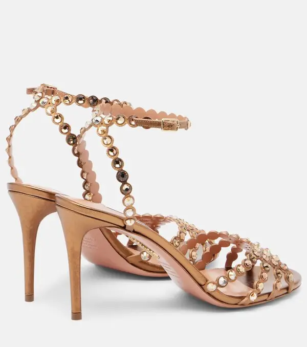 AQUAZZURA Tequila Embellished Leather Sandals