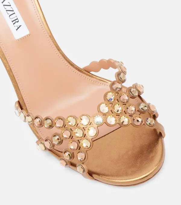 AQUAZZURA Tequila Embellished Leather Sandals