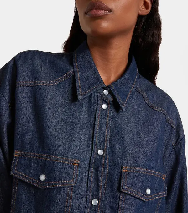 Khaite Grenon Asymmetric Denim Shirt - Blue