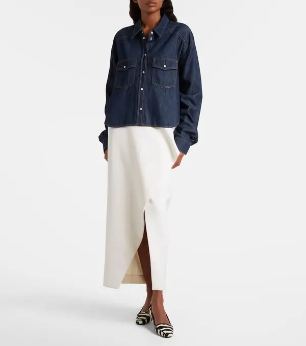 Khaite Grenon Asymmetric Denim Shirt - Blue