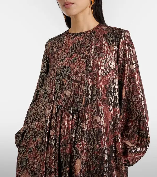 Max Mara Zinnia Metallic Silk-blend Maxi Dress