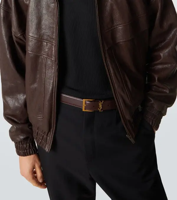 Saint Laurent Cassandre Vadim Leather Belt - Brown