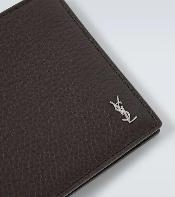Saint Laurent Tiny Cassandre East/west Leather Wallet - Brown