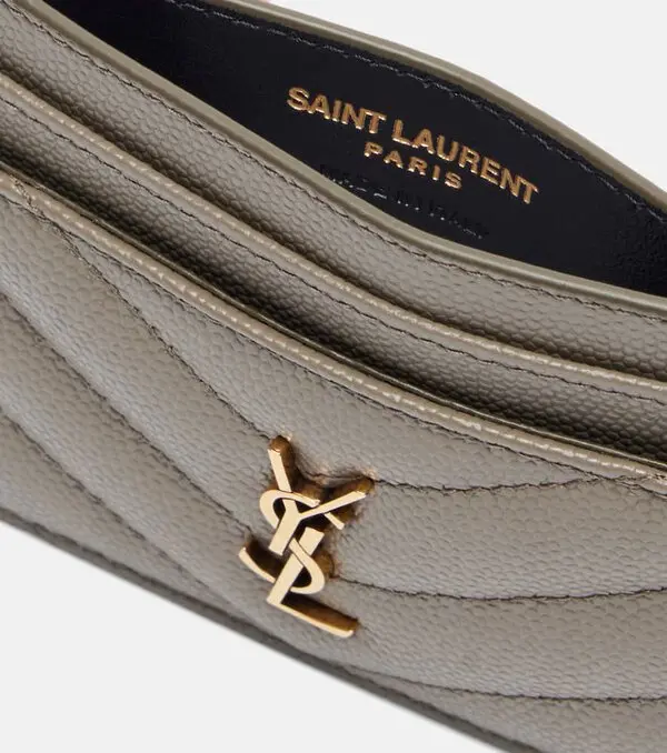 Saint Laurent Cassandre Matelasse Leather Card Holder - Brown