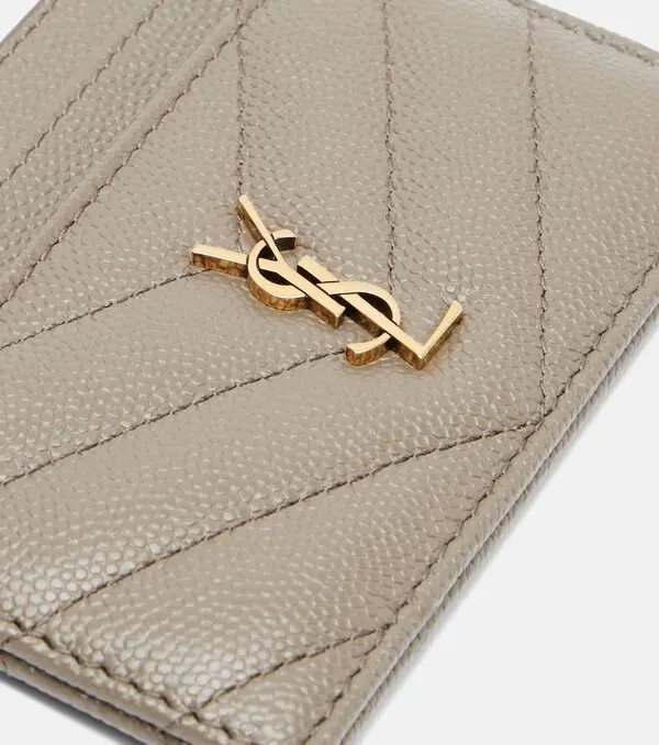 Saint Laurent Cassandre Matelasse Leather Card Holder - Brown