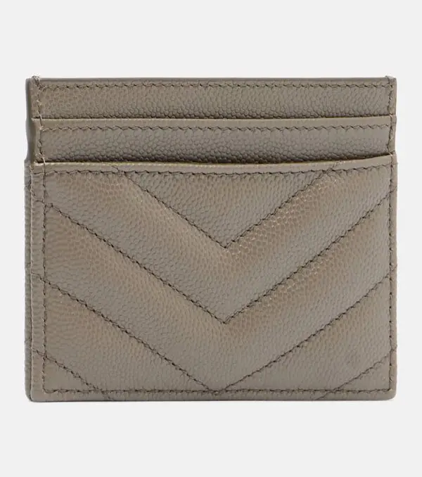 Saint Laurent Cassandre Matelasse Leather Card Holder - Brown