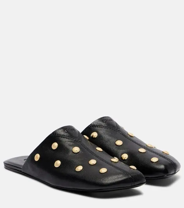 Chloé Rita Studded Leather Mules - Black