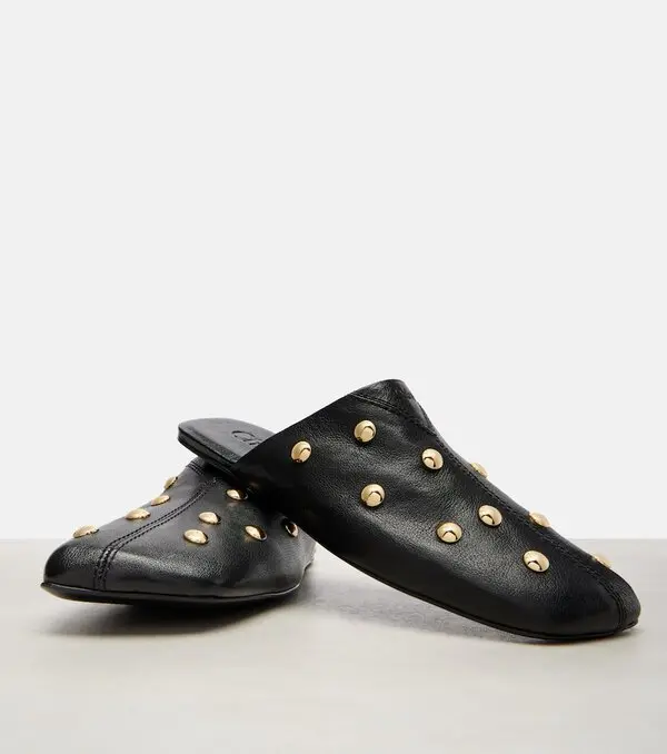 Chloé Rita Studded Leather Mules - Black