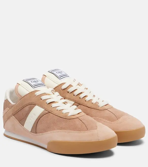 Chloé Kick Suede And Leather Sneakers - Pink