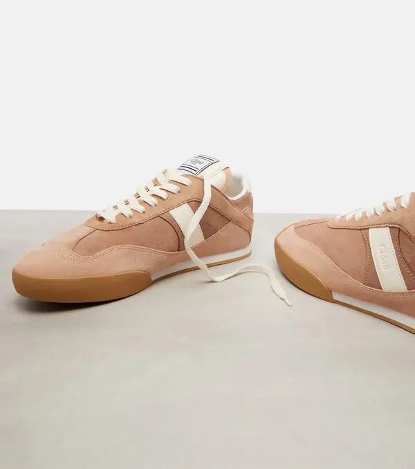 Chloé Kick Suede And Leather Sneakers - Pink