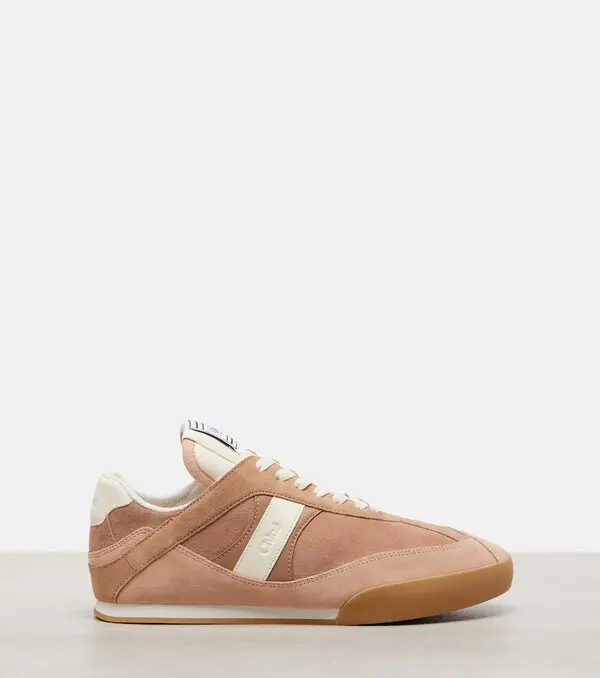 Chloé Kick Suede And Leather Sneakers - Pink