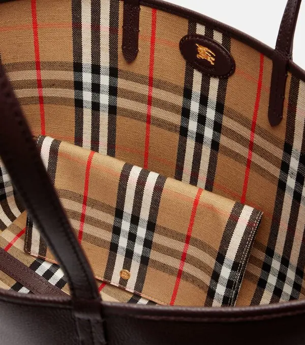 Burberry Reversible Check Medium Leather Tote - Brown