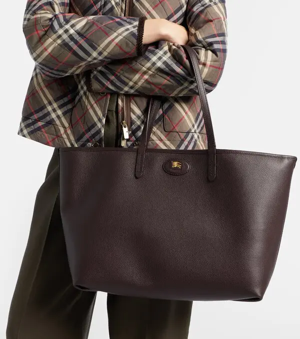 Burberry Reversible Check Medium Leather Tote - Brown