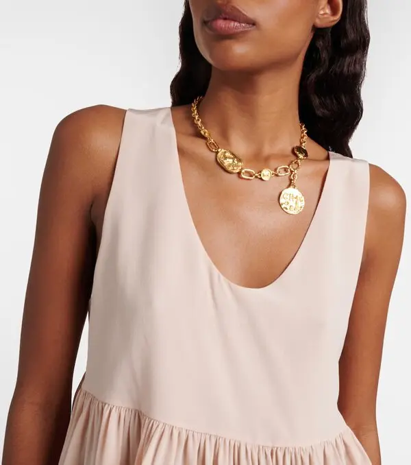 Chloé Peplum Silk Crepe De Chine Top