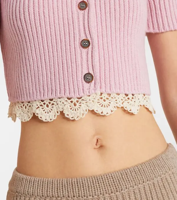 Magda Butrym Crochet-trimmed Cashmere Top