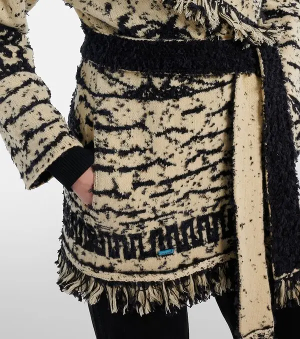 Alanui Ocean Whispers Fringed Wool-blend Cardigan - Yellow