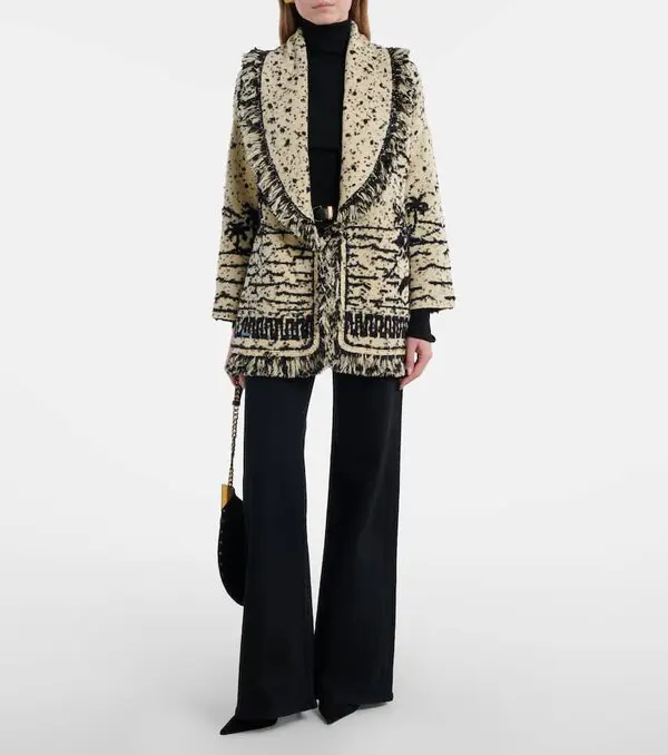 Alanui Ocean Whispers Fringed Wool-blend Cardigan - Yellow