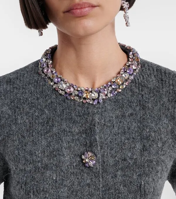 SELF-PORTRAIT Belted Embellished Cardigan