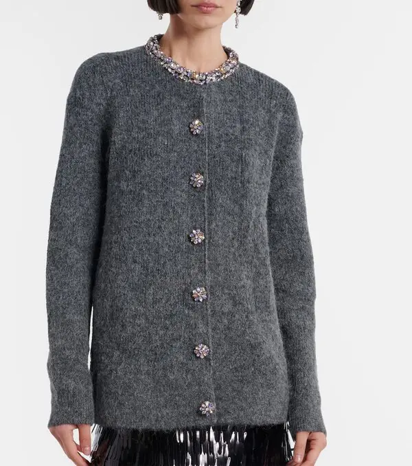 SELF-PORTRAIT Belted Embellished Cardigan