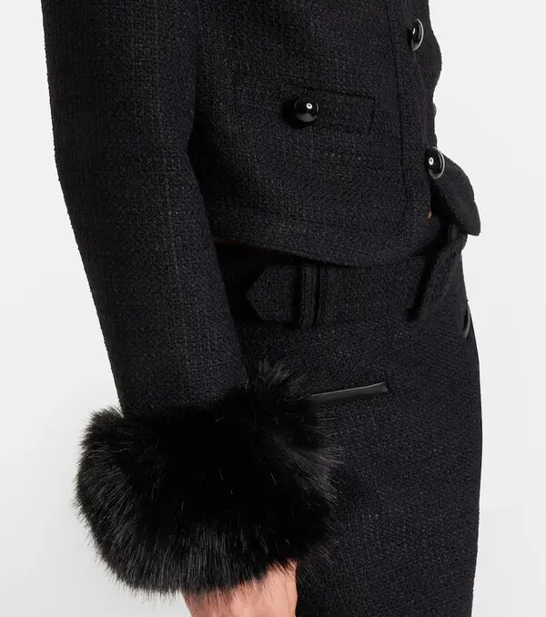 SELF-PORTRAIT Belted Tweed Mini Skirt