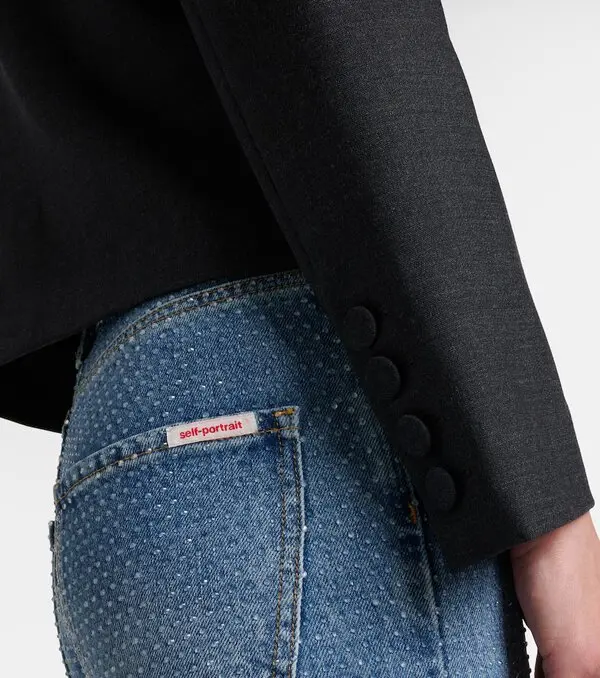 SELF-PORTRAIT Broderie Anglaise Cropped Jacket
