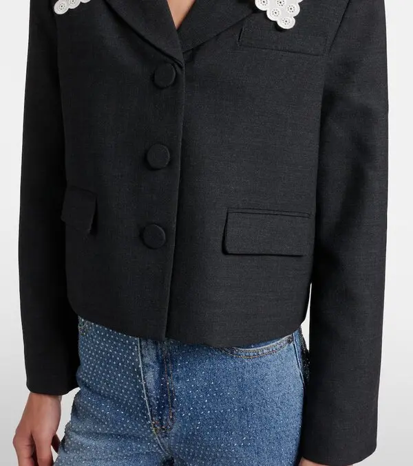 SELF-PORTRAIT Broderie Anglaise Cropped Jacket