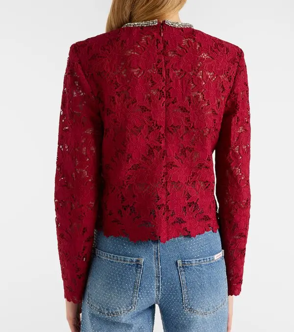 SELF-PORTRAIT Embellished Guipure Lace Top