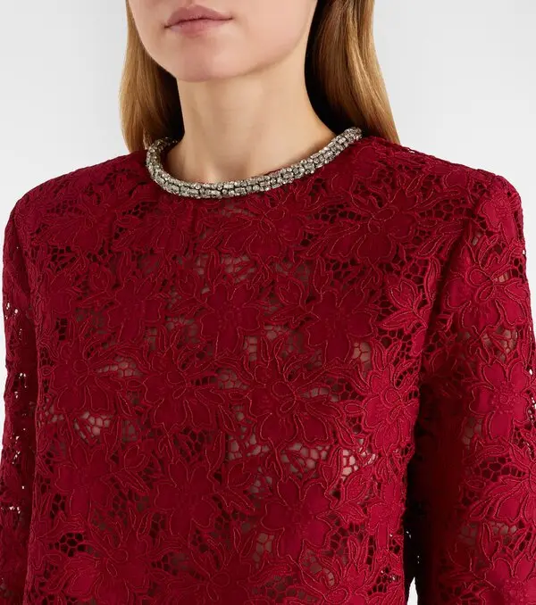 SELF-PORTRAIT Embellished Guipure Lace Top