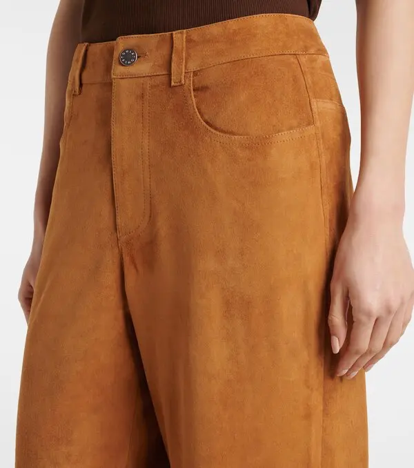Stouls My Theo Suede Wide-leg Pants - Brown