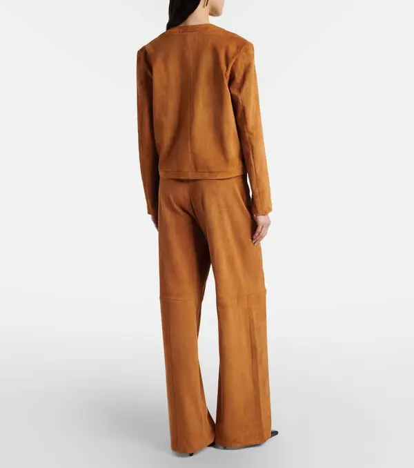 Stouls My Theo Suede Wide-leg Pants - Brown