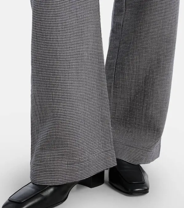 Velvet By Graham & Spencer Braylen Houndstooth Cotton Wide-leg Trousers