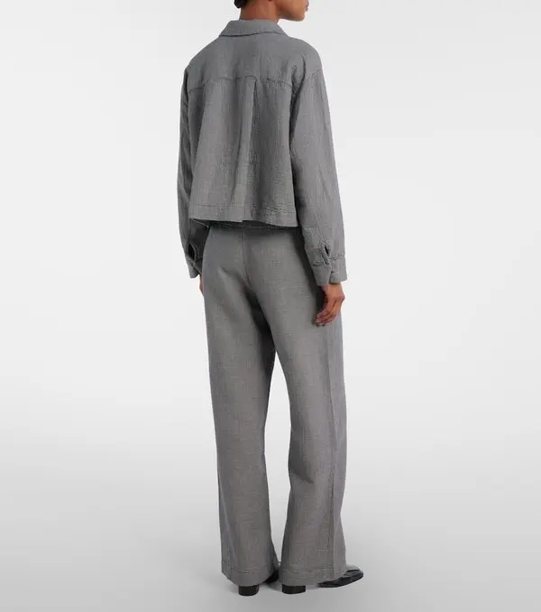 Velvet By Graham & Spencer Braylen Houndstooth Cotton Wide-leg Trousers