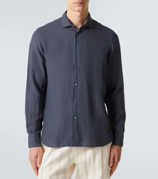Fedeli Nick Linen Shirt - Blue