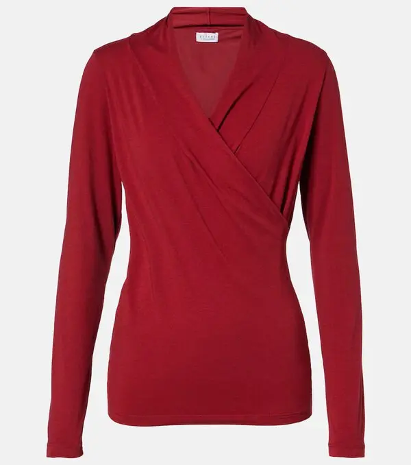 Velvet By Graham & Spencer Meri Cotton-blend Jersey Wrap Top - Red