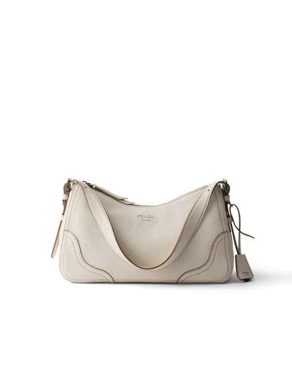 Prada Aimée Large Leather Shoulder Bag - Neutral