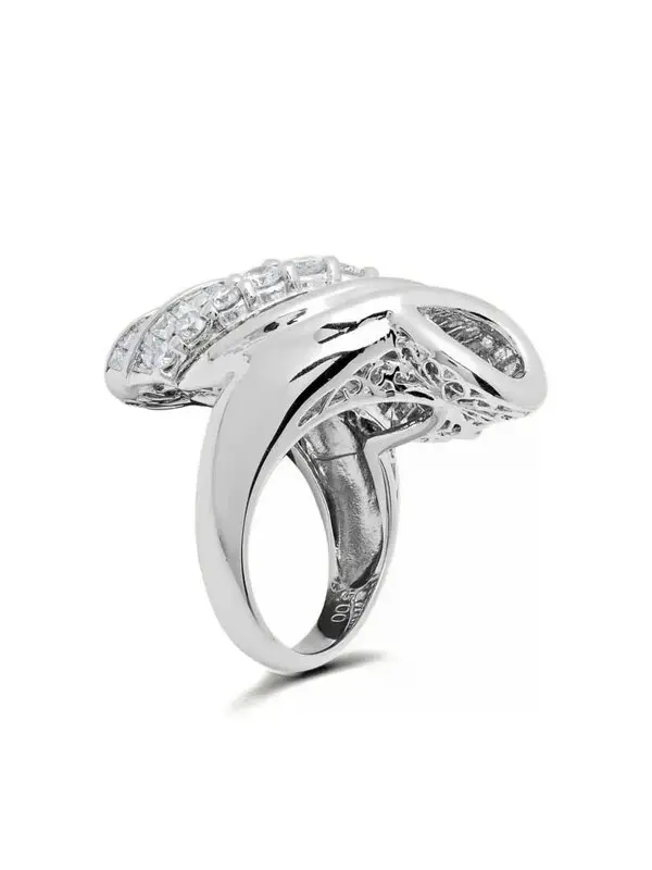 JEWELS AFICIONADO Platinum Seashell Diamond Ring - Silver