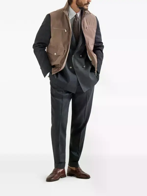 Brunello Cucinelli Chevron Double-breasted Blazer - Grey