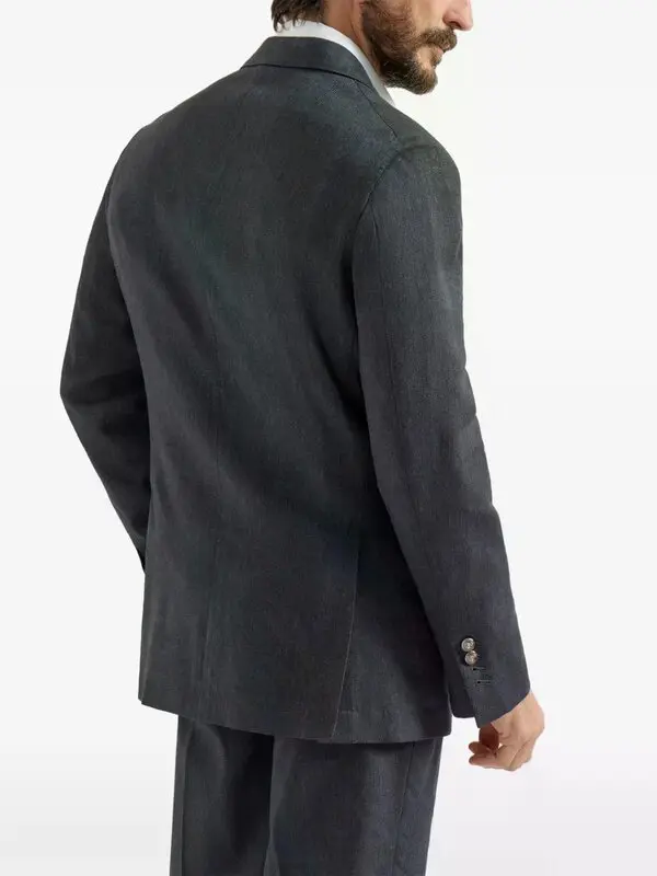 Brunello Cucinelli Chevron Double-breasted Blazer - Grey