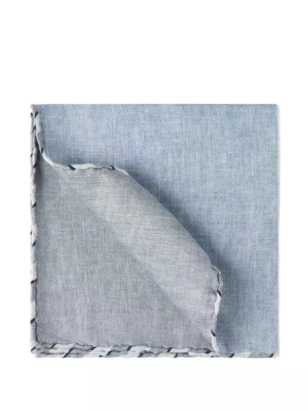 Brunello Cucinelli Striped-border Pocket Square - Blue