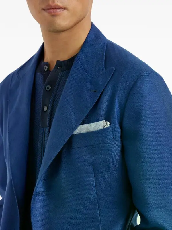 Brunello Cucinelli Striped-border Pocket Square - Blue