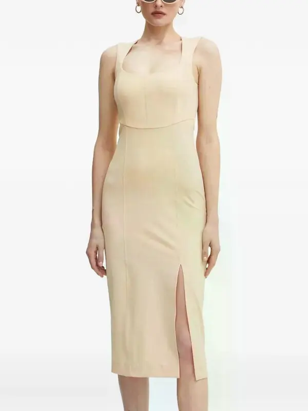Patrizia Pepe Square-neck Slit Midi Dress