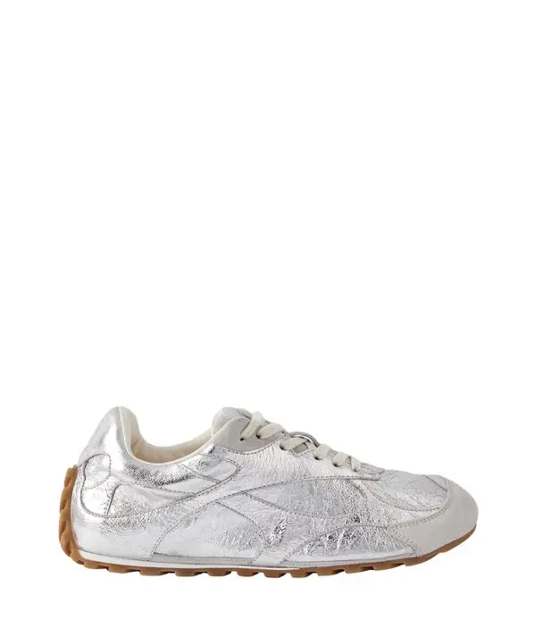 Bottega Veneta Orbit Flash Metallic Leather Sneakers - Silver