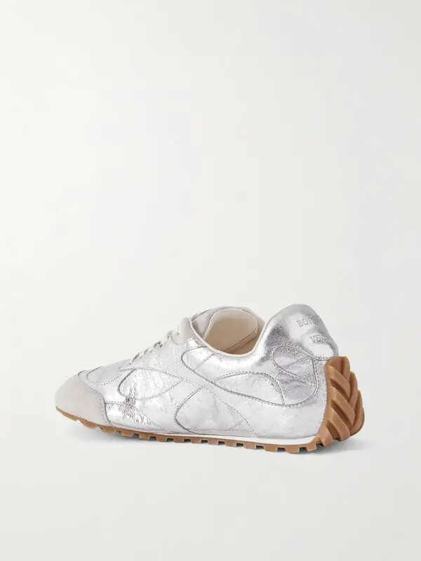 Bottega Veneta Orbit Flash Metallic Leather Sneakers - Silver