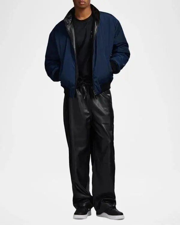 AVIREX Reversible Napa Leather Track Jacket