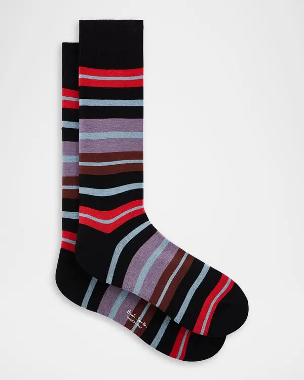 Paul Smith Kean Stripe Crew Socks - Black