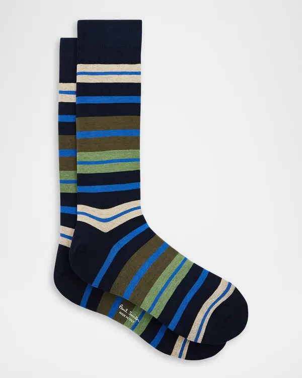 Paul Smith Kean Stripe Crew Socks - Navy