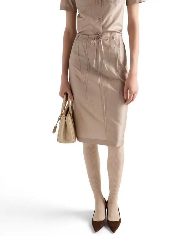 Prada Taffeta Midi-skirt - Neutral