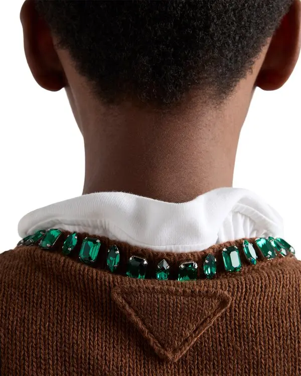 Prada Wool And Cashmere Crew-neck Sweater - Brown