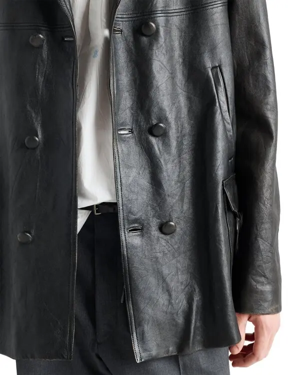 Prada Double-breasted Nappa Leather Caban Jacket