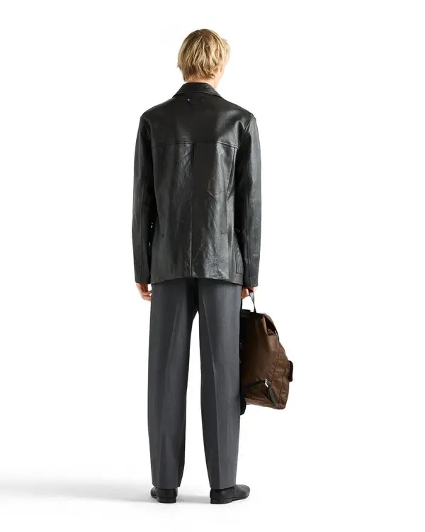 Prada Double-breasted Nappa Leather Caban Jacket